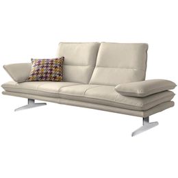 2-Sitzer W.Schillig "broadway, Designsofa mit tollem Sitzkomfort, Breite 216cm", grau (eisgrau z59), B:216cm H:94cm T:96cm, Longlife Xtra-Leder Z59: Glattleder mit modischer Pr&auml;gung. Hautst&auml;rke 0, 9 - 1, 1 mm, Sofas, Sitztiefenverstellung, Kopfteil- & Seitenteilverstellung, Breite 216cm