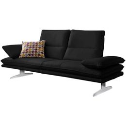 2-Sitzer W.Schillig "broadway, Designsofa mit tollem Sitzkomfort, Breite 216cm", schwarz (schwarz z59), B:216cm H:94cm T:96cm, Longlife Xtra-Leder Z59: Glattleder mit modischer Pr&auml;gung. Hautst&auml;rke 0, 9 - 1, 1 mm, Sofas, Sitztiefenverstellung, Kopfteil- & Seitenteilverstellung, Breite 216cm