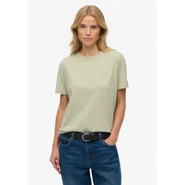 T-Shirt Superdry "Essential Logo Emb Tee", Damen, Gr. M, dusty sage, Single Jersey, Obermaterial: 100% Baumwolle, unifarben, normal, Rundhals, Shirts T-Shirt