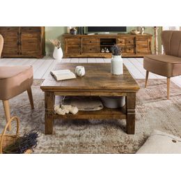 Couchtisch Mango 85x85x45 dunkelbraun ge&ouml;lt RODEZ #122