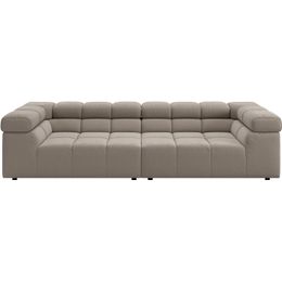 Big-Sofa Home Affaire "Ancona modern, elegant, bequem, viel Platz, B/T/H: 290/110/70 cm", grau (taupe), B:290cm H:70cm T:110cm, Sofas, Big-Sofa, auff&auml;llige Steppung, inkl. 2 Zierkissen und verstellbaren Kopfst&uuml;tzen
