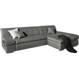 Ecksofa DOMO collection "MONA 297x173 cm, modern und komfortabel", grau (steel), B:297cm H:80cm T:173cm, Struktur fein 100% Polyester;Chenilleoptik 100% Polyester;SOFTLUX/Struktur fein 100% Polyester, Sofas, Ecksofa, whlw. mit Bettfunktion, L-Form