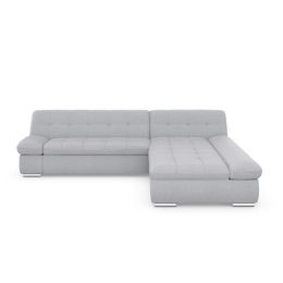 Ecksofa DOMO collection "MONA 297x173 cm, modern und komfortabel", silber, B:297cm H:80cm T:173cm, Struktur fein 100% Polyester;Chenilleoptik 100% Polyester;SOFTLUX/Struktur fein 100% Polyester, Sofas, Ecksofa, whlw. mit Bettfunktion, L-Form