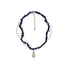 Steuer Modeschmuck Collier Set Lapislazuli-Splitterkette und Kette mit Anh&auml;nger