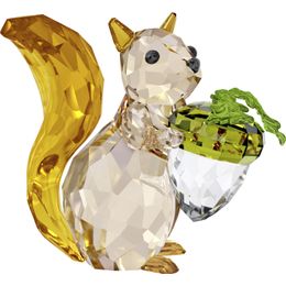 Tierfigur Swarovski "Deko Kristall Sammelfigur Idyllia Eichh&ouml;rnchen und Eichel", bunt (braun, gr&uuml;n, kristallwei&szlig;, schwarz), Dekofiguren, B/H/T: 3,39cm x 5,01cm x 5,6cm, Metall, Swarovski Kristall, Swarovski Kristall, B:3,39cm H:5,01cm T:5,6cm