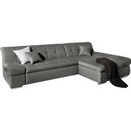 Ecksofa DOMO collection "MONA 297x173 cm, modern und komfortabel", grau (steel), B:297cm H:80cm T:173cm, Struktur fein 100% Polyester;Chenilleoptik 100% Polyester;SOFTLUX/Struktur fein 100% Polyester, Sofas, Ecksofa, whlw. mit Bettfunktion, L-Form