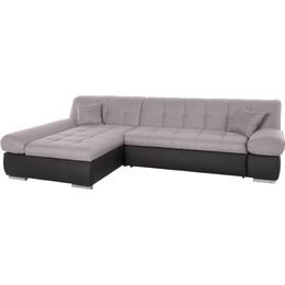 Ecksofa DOMO collection "MONA 297x173 cm, modern und komfortabel", schwarz (schwarz, grau), B:297cm H:80cm T:173cm, Struktur fein 100% Polyester;Chenilleoptik 100% Polyester;SOFTLUX/Struktur fein 100% Polyester, Sofas, Ecksofa, whlw. mit Bettfunktion, L-Form