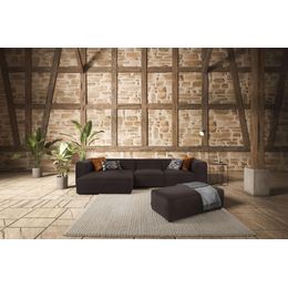 Ecksofa W.Schillig "around-the-block Mega Sofa, viel Platz und hoher Sitzkomfort, L-Form", braun (mocca z69), B:341cm H:66cm T:164cm, Longlife Xtra-Leder Z69: Das feinnarbige, gedeckte Softleder Z69 besticht durch seine au&szlig;ergew&ouml;hnliche Weichheit im trendigen &raquo;Vintage-Look&laquo;, Hautst&auml;rke 0, 9 - 1, 1 mm;Longlife fabric Flachgewebe T88 (100% Polyester), Sofas, Ecksofa, mit eleganter Biese, mit Federke