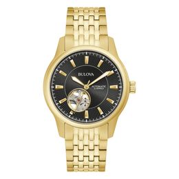 Bulova Open Heart Gold Herren Armbanduhr 97A168
