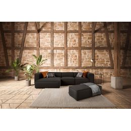 Ecksofa W.Schillig "around-the-block Mega Sofa, viel Platz und hoher Sitzkomfort, L-Form", braun (braun z59), B:341cm H:66cm T:164cm, Longlife Xtra-Leder Z59: Glattleder mit modischer Pr&auml;gung. Hautst&auml;rke 0, 9 - 1, 1 mm, Sofas, Ecksofa, mit eleganter Biese, mit Federkern, Breite 341 cm