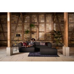 Ecksofa W.Schillig "around-the-block Mega-Sofa & Hocker, viel Platz, Breite 300cm, L-Form", braun (braun z59), B:300cm H:66cm T:164cm, Longlife Xtra-Leder Z59: Glattleder mit modischer Pr&auml;gung. Hautst&auml;rke 0, 9 - 1, 1 mm, Sofas, Ecksofa, inklusive Hocker, mit eleganter Biese, mit Federkern