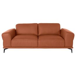 2,5-Sitzer W.Schillig "montanaa elegant und edel, bequem, Federkernunterfederung", braun (cognac z69), B:212cm H:78cm T:94cm, Sofas, mit Metallf&uuml;&szlig;en in Schwarz pulverbeschichtet, Breite 212 cm