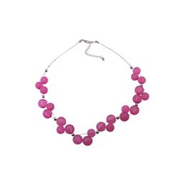 Steuer Modeschmuck Collierkette Rhodiumfarbenes Drahtcollier mit pinkfarbenen Zierperlen