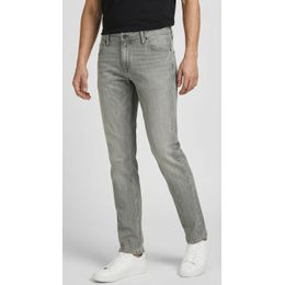 Jack & Jones Regular-fit-Jeans JACK & JONES "JJICLARK im Used-Look, Stretchkomfort und niedrige Leibh&ouml;he", Herren, Gr. 34, L&auml;nge 30, grau (grau denim), Denim/Jeans, Obermaterial: 98% Baumwolle, 2% Elasthan, Abriebeffekte, regular fit lang, Jeans, Baumwollmischung, regular fit