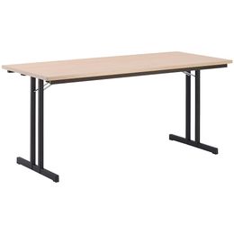 Klapptisch, mit extrastarker Platte, H&ouml;he 720 mm, 1600 x 700 mm, Gestell schwarz, Platte Ahorn-Dekor kaiserkraft