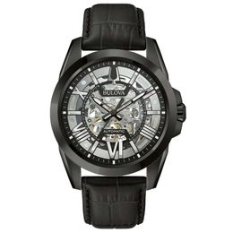Bulova Sutton Skeleton Herren Schwarz Uhr 98A304