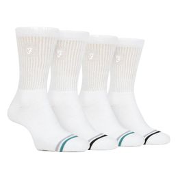 Herren Bambus-Sport-Socken in Schwarz & Wei&szlig; | Farah | 4er-Pack | Diabetiker-freundliche Sport-Socken mit glatter Zehennaht & lockerem Oberteil | Tennis Gym Running Socken - Wei&szlig;