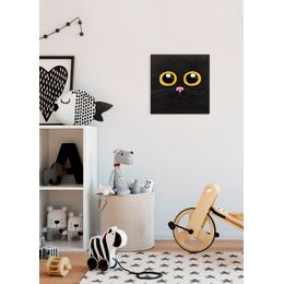 Leinwandbild Komar "Black Cat - Gr&ouml;&szlig;e 30 x 30 cm", schwarz (farbe bild(er): schwarz, gelb), B:30cm, Holz, Papier, Bilder, Leinwandbild, Keilrahmenbild mi Echtholzrahmen