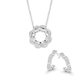 Orphelia 'Onyx' Damen 925 Sterling Silber Set: Kettenanh&auml;nger + Ohrringe - Silber SET-7127
