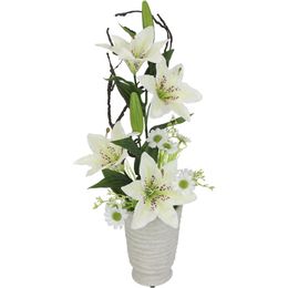 Kunstpflanze I.GE.A. "Lilien", wei&szlig;, B:20cm H:55cm T:20cm, Keramik, Kunststoff, Polyester, Kunstpflanzen, Kunstpflanze