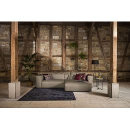 Ecksofa W.Schillig "around-the-block Mega-Sofa & Hocker, viel Platz, Breite 300cm, L-Form", braun (stone z59), B:300cm H:66cm T:164cm, Longlife Xtra-Leder Z59: Glattleder mit modischer Pr&auml;gung. Hautst&auml;rke 0, 9 - 1, 1 mm, Sofas, Ecksofa, inklusive Hocker, mit eleganter Biese, mit Federkern