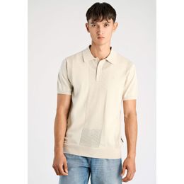 Poloshirt Junk De Luxe "Poloshirt Relaxed Fit", Herren, Gr. L, smoke wei&szlig;, Obermaterial: 55% Polyester, 45% Viskose, unifarben, l&auml;ssig geschnitten, Shirts