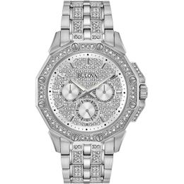 Bulova Kristall Herren Silber Uhr 96C134