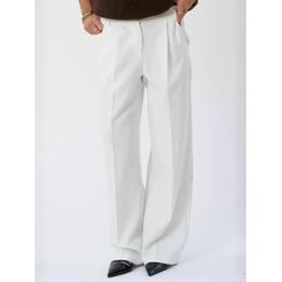Chinohose TEESHOPPEN "TEESHOPPEN Trouser Mila", Damen, Gr. L, Normalgr&ouml;&szlig;en, wei&szlig; (sanftes wei&szlig;), Obermaterial: 88% Polyester, 12% Elasthan, Hosen Chinohose