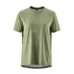 Radtrikot Gonso "Trail Jersey W", Damen, Gr. 36, gr&uuml;n (tannengr&uuml;n), 88% Polyester, 12% Elasthan, Rundhals, Trikots, Damen Fahrradtrikot kurzarm, l&auml;ssiges MTB-Shirt, Quick-Dry, Slim fit