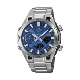 Smartwatch CASIO EDIFICE, silberfarbenblau, silberfarben, Smartwatches, Herren, Smartwatch, Solaruhr, Armbanduhr, Herrenuhr, Hand Moving Funktion, Neo-Display