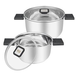 Topf-Set RESTO KITCHENWARE "ANSER mit klappbaren Griffen, im Geschenkkarton", silberfarben, T&ouml;pfe, f&uuml;r alle Herdarten geeignet, auch Induktion