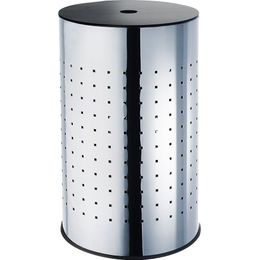 W&auml;schekorb Locker, silber (silberfarben), B:35cm H:58cm T:35cm, Metall, W&auml;schesammler, W&auml;schekorb, verchromtes Metall, H&ouml;he 58 cm