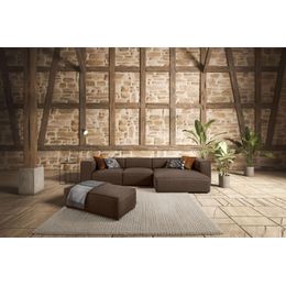 Ecksofa W.Schillig "around-the-block Mega Sofa, viel Platz und hoher Sitzkomfort, L-Form", braun (blush o10), B:341cm H:66cm T:164cm, ROHLEDER Jacquard-Flachgewebe Q2 O10 (60% Polyacryl, 40% Polyester), Sofas, Ecksofa, mit eleganter Biese, mit Federkern, Breite 341 cm