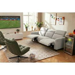 3-Sitzer OTTO HOME "SKAANE Struktur-Sofa, 229 cm, manuelle-u. elektrische Relaxfunktion", grau (hellgrau), B:229cm H:100cm T:100cm, 100% Polyester, Sofas, Relax-Funktion in 2 Sitzen, Kopfteilverstellung, Federkernpolsterung