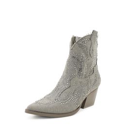 Stiefel FINDLAY "MADDIE MAY", Damen, Gr. 38, grau, Schuhe Stiefel, im Westernstil mit funkelnden Nieten