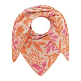 Dreieckstuch Zwillingsherz "Bl&auml;tter Mix", Damen, pink, Baumwollmischung, Modet&uuml;cher, florales Muster, leuchtende Farben, Mode Tuch