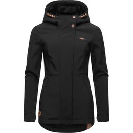 Softshelljacke Ragwear "Yba", Damen, Gr. L (40), schwarz, Softshell, Au&szlig;enmaterial: 97% Polyester, 3% Elasthan. Innenmaterial: 100% Polyester, figurbetont h&uuml;ftbedeckend, mit Knopf,verstellbar 1-Knopf-Manschette verstellbar, Jacken Softshelljacke, sportliche Damen Outdoorjacke mit Kapuze