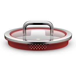 Deckel WMF "Fusiontec Function Pro", silber (edelstahl, rot), B:24cm H:10cm L:24cm &Oslash;:20cm, Edelstahl, Glas, Deckel, integrierte Siebfunktion, sp&uuml;lmaschinengeeignet, Made in Germany