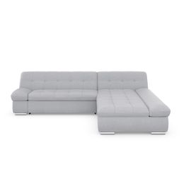 Ecksofa DOMO collection "MONA 297x173 cm, modern und komfortabel", silber, B:297cm H:80cm T:173cm, Struktur fein 100% Polyester;Chenilleoptik 100% Polyester;SOFTLUX/Struktur fein 100% Polyester, Sofas, Ecksofa, whlw. mit Bettfunktion, L-Form