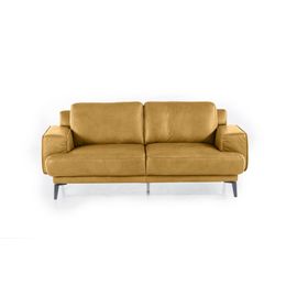 2-Sitzer W.Schillig "Foscaari komfortabeler Federkern, erstklassige Verarbeitung", gelb (kurkuma), B:193cm T:94cm, Sofas, Lederbezug der Extraklasse, Breite 193cm