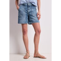 Regular-fit-Jeans Street One, Damen, Gr. 30, schwarz mid blau, Jeans, 82% Baumwolle, 15% Polyester, 3% Elasthan, unifarben, kurz, Jeans, High Waist