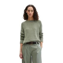 Marc O'Polo Rundhalspullover MARC O'POLO, Damen, Gr. M, fresh sage, Strick, Obermaterial: 70% Baumwolle, 30% Polyester, oversize normal, Rundhals, B&uuml;ndchen, Pullover Rundhalspullover, aus B&auml;ndchengarn