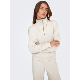 Sweater Only Play "ONPLOUNGE HN LS HZ DS SWT NOOS", Damen, Gr. XL, grau (pumice stone), Sweatware, Obermaterial: 80% Polyester, 15% Viskose, 5% Elasthan, unifarben, loose fit h&uuml;ftlang, Rundhals, Sweatshirts Sweater, Materialmix, loose fit