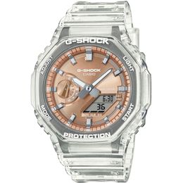 Chronograph Casio G-SHOCK, transparent (transparent, ros&eacute;goldfarben), Armbanduhren, Herren, Chronograph, Quarzuhr,Armbanduhr,Herrenuhr, digital,bis 20bar wasserd. Resinarmband