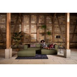 Ecksofa W.Schillig "around-the-block Mega-Sofa & Hocker, viel Platz, Breite 300cm, L-Form", gr&uuml;n (camouflage z69), B:300cm H:66cm T:164cm, Longlife Xtra-Leder Z69: Das feinnarbige, gedeckte Softleder Z69 besticht durch seine au&szlig;ergew&ouml;hnliche Weichheit im trendigen &raquo;Vintage-Look&laquo;, Hautst&auml;rke 0, 9 - 1, 1 mm;Longlife fabric Flachgewebe T88 (100% Polyester), Sofas, Ecksofa, inklusive Hocker, mit elega