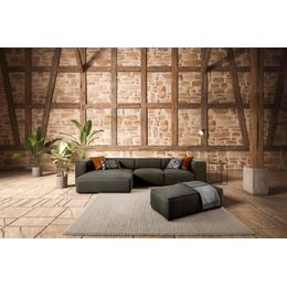 Ecksofa W.Schillig "around-the-block Mega Sofa, viel Platz und hoher Sitzkomfort, L-Form", gr&uuml;n (camouflage o10), B:341cm H:66cm T:164cm, ROHLEDER Jacquard-Flachgewebe Q2 O10 (60% Polyacryl, 40% Polyester), Sofas, Ecksofa, mit eleganter Biese, mit Federkern, Breite 341 cm
