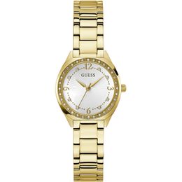 Quarzuhr Guess "CHARLOTTE", gold (gelbgoldfarben), Armbanduhren, Damen, Quarzuhr, Armbanduhr, Damenuhr, Edelstahlarmband, Mineralglas, analog
