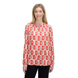 Schlupfbluse Cartoon "Damen mit Kn&ouml;pfen", Damen, Gr. 34, grau (rot, grau), Obermaterial: 100% Viskose, figurumspielend normal, Rundhals, Blusen Schlupfbluse