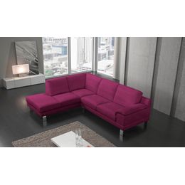 Ecksofa Egoitaliano "Shakira, Design und Sitzkomfort auf hohem Niveau, tolle Details", pink (fuchsia), B:240cm H:84cm T:212cm, Sofas, Ecksofa, mit Ottomane, L-Form, elegante Metallf&uuml;&szlig;e