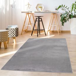 Hochflor-Teppich Carpet City "TOPIA 400", grau, B:200cm H:21mm L:290cm, Polyester, Teppiche, Kunstfell-Teppich mit Kaninchenfell-Optik, Haptik, Schlafzimmer